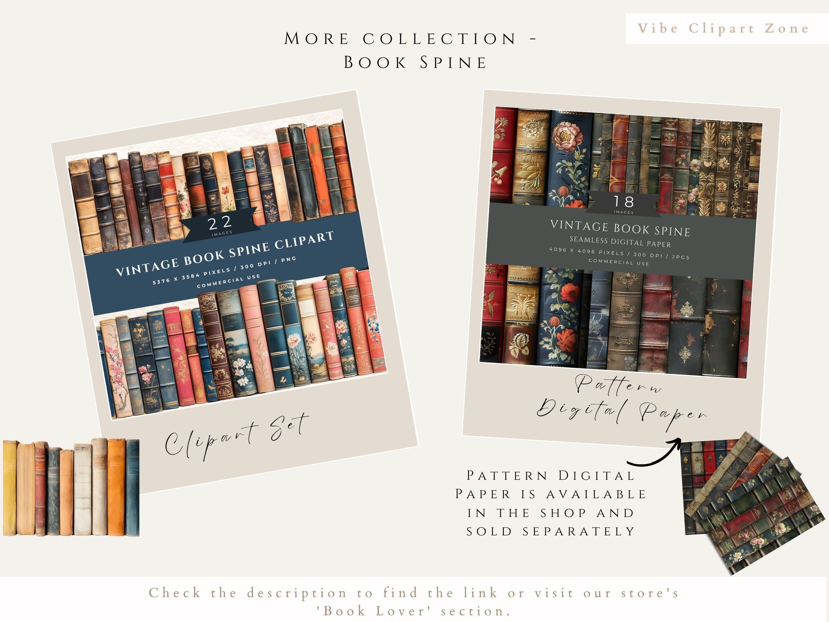 Vintage Book Spines Clipart, Old Book Border Png, Printable Book Mark ...