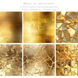 Gold Texture Digital Paper, Seamless Golden Background, Metallic ...