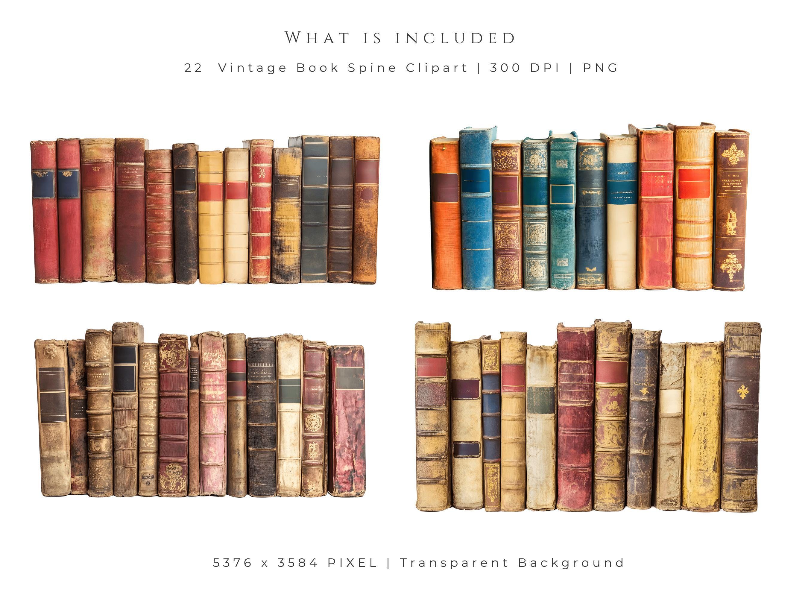 Vintage Book Spines Clipart, Old Book Border Png, Printable Book Mark ...