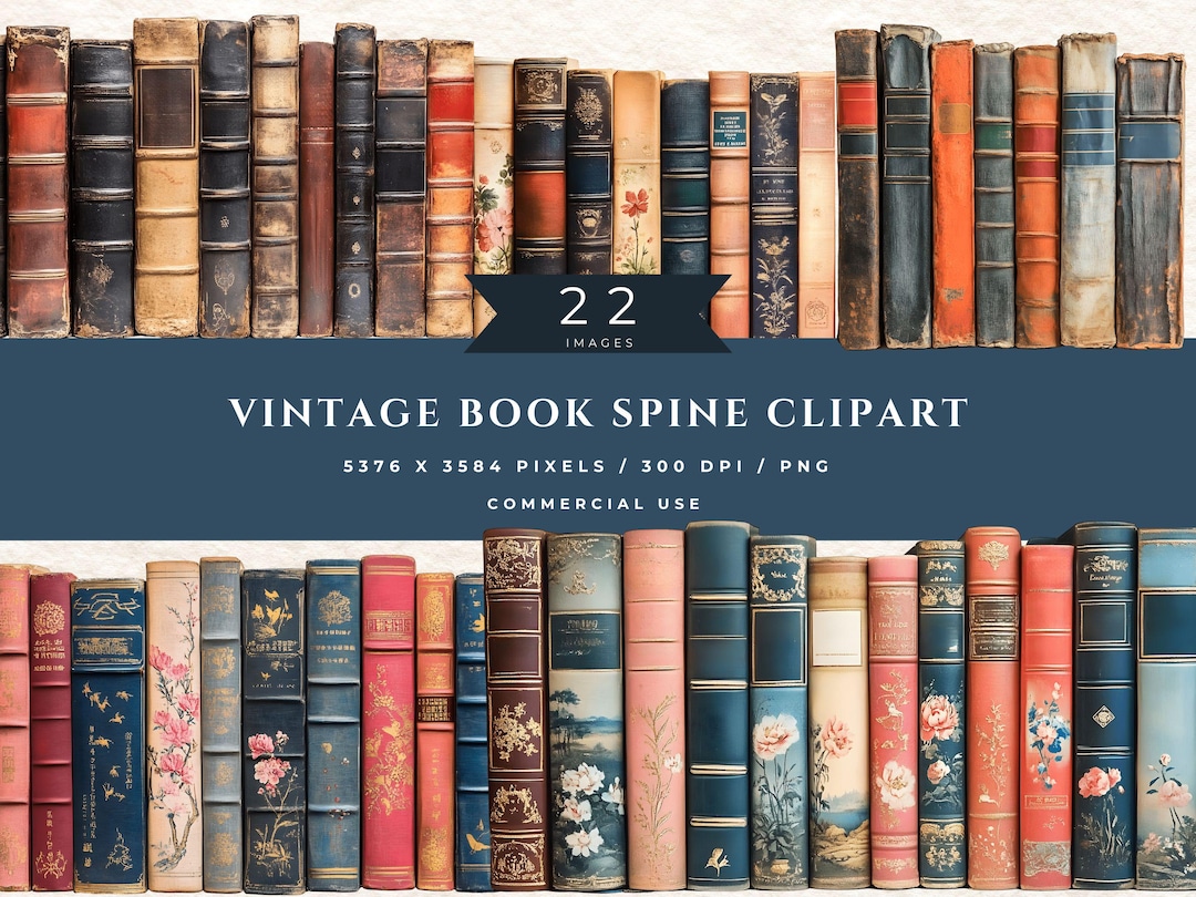 Vintage Book Spines Clipart, Old Book Border Png, Printable Book Mark ...