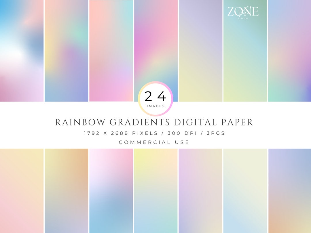 Pastel Rainbow Digital Paper, Gradient Background for Social Media Post ...