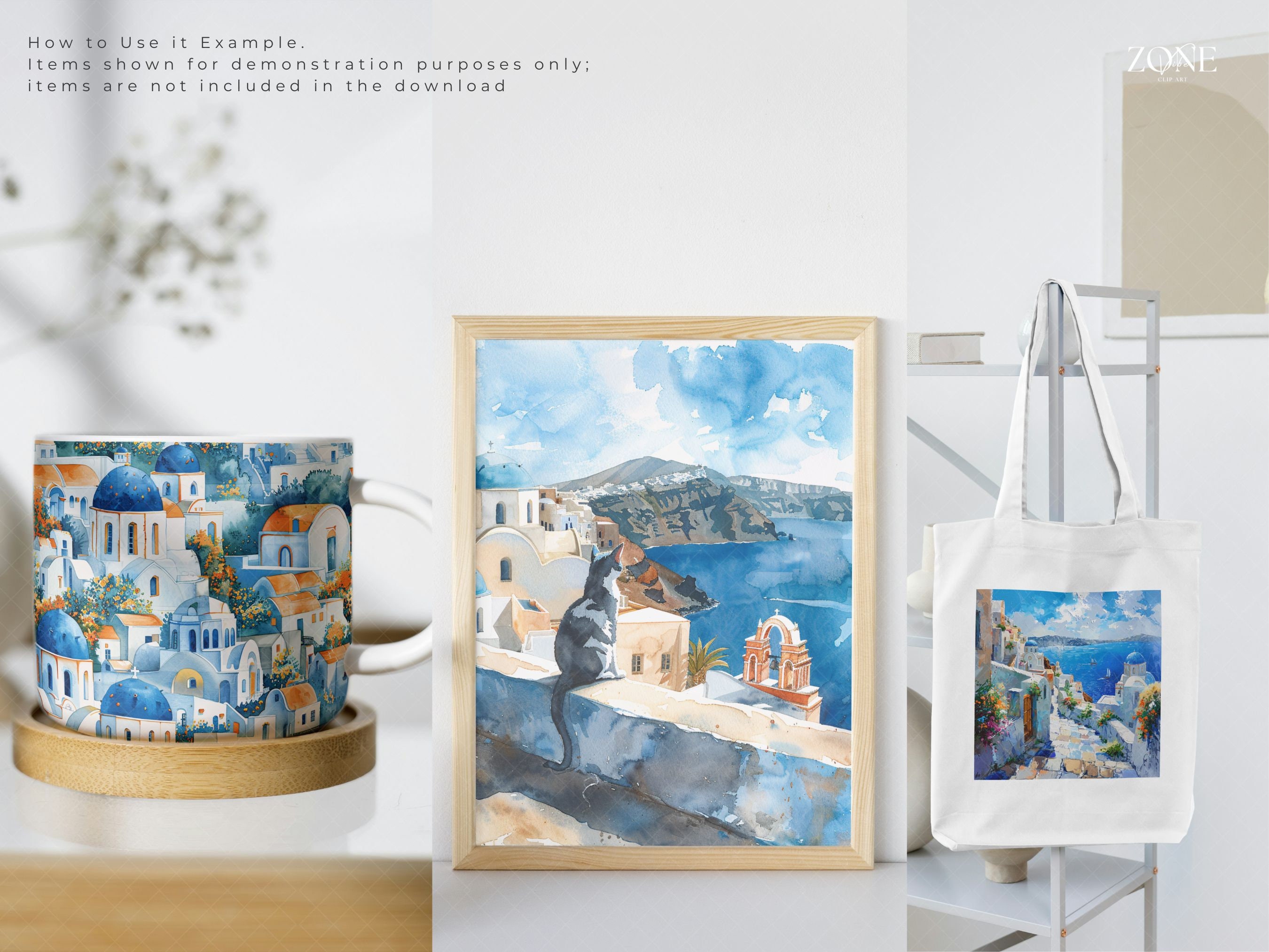 Santorini Greece Digital Paper Seamless Pattern Greece Clipart ...