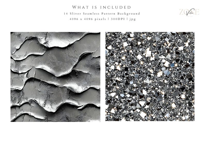 Silver Metallic Textures Digital Paper, Silver Seamless Pattern ...