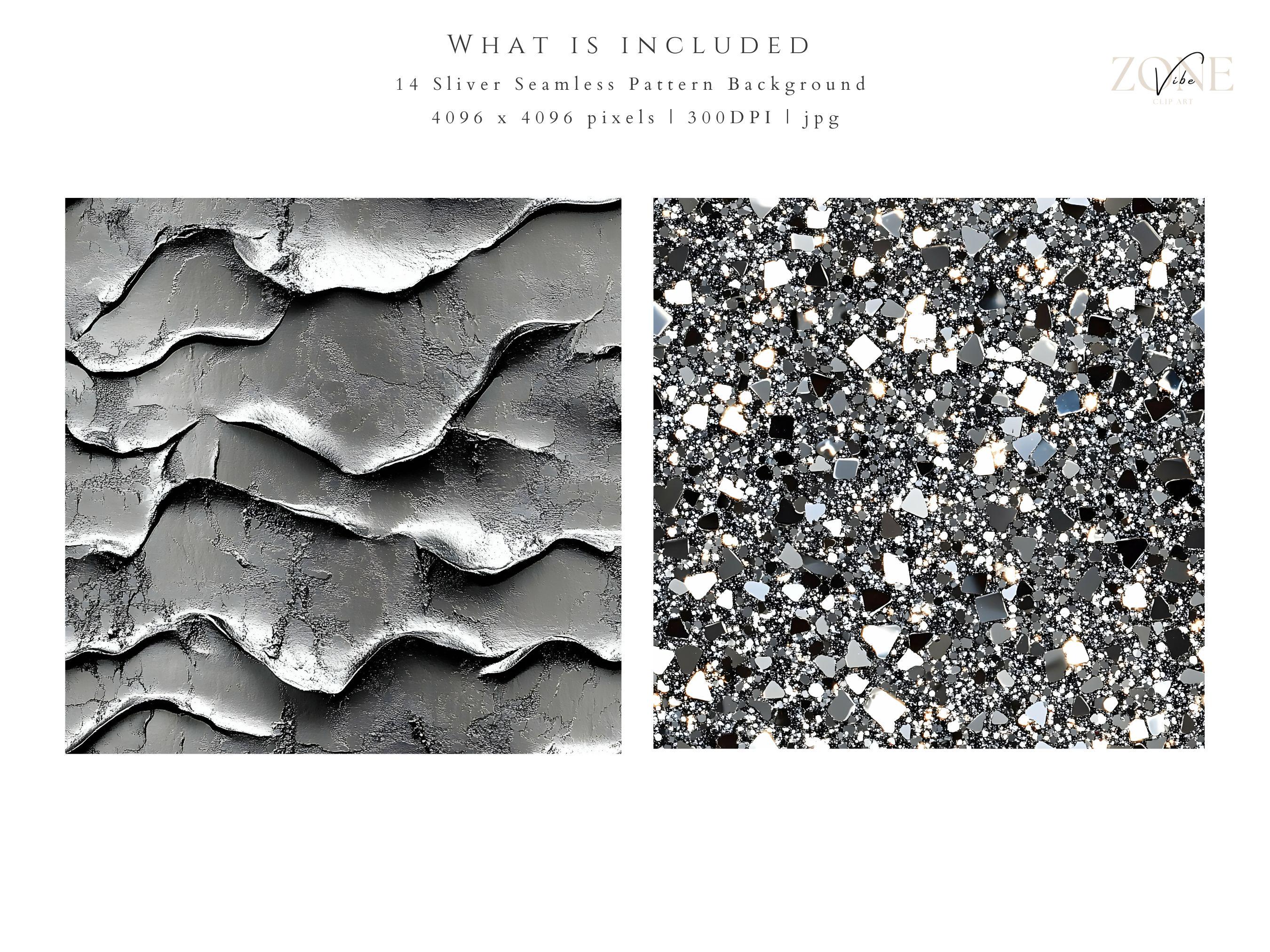 Silver Metallic Textures Digital Paper, Silver Seamless Pattern ...