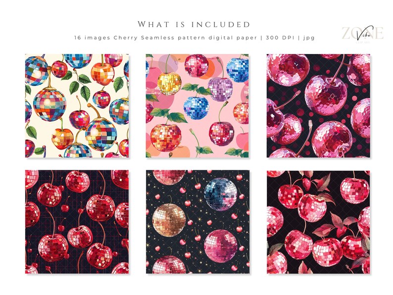 Disco Cherry Digital Papers, 80s Last Disco Ball Wall Paper, Retro ...