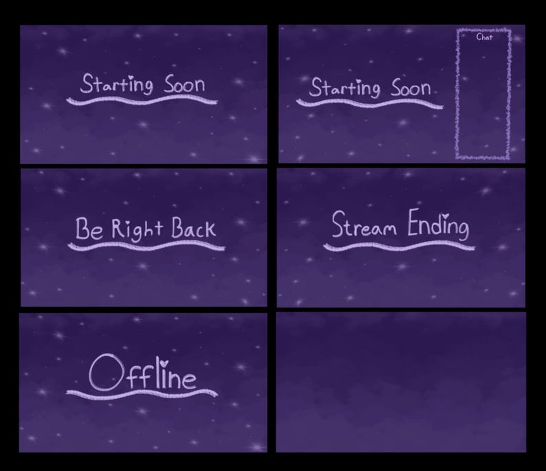 Purple Twitch Stream Overlay With Chat Box, Webcam Border, Alert Boxes ...