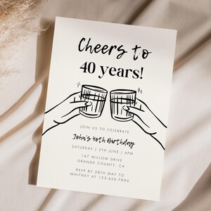 Editable 40th Birthday Invitation Template, Male Forty Birthday Invite ...