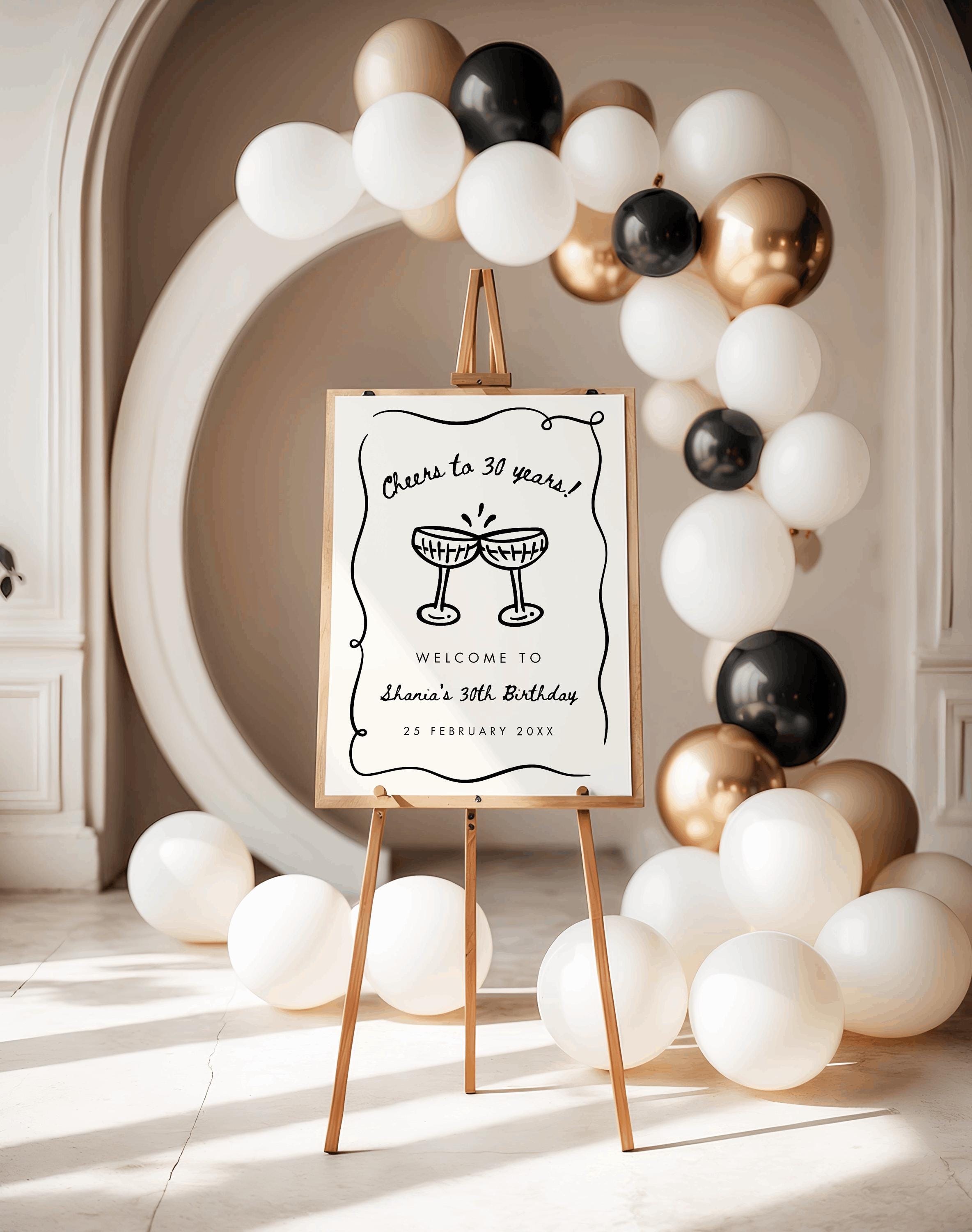 30th Birthday Welcome Sign Template, 21st Cocktail Party Decor, Hand ...