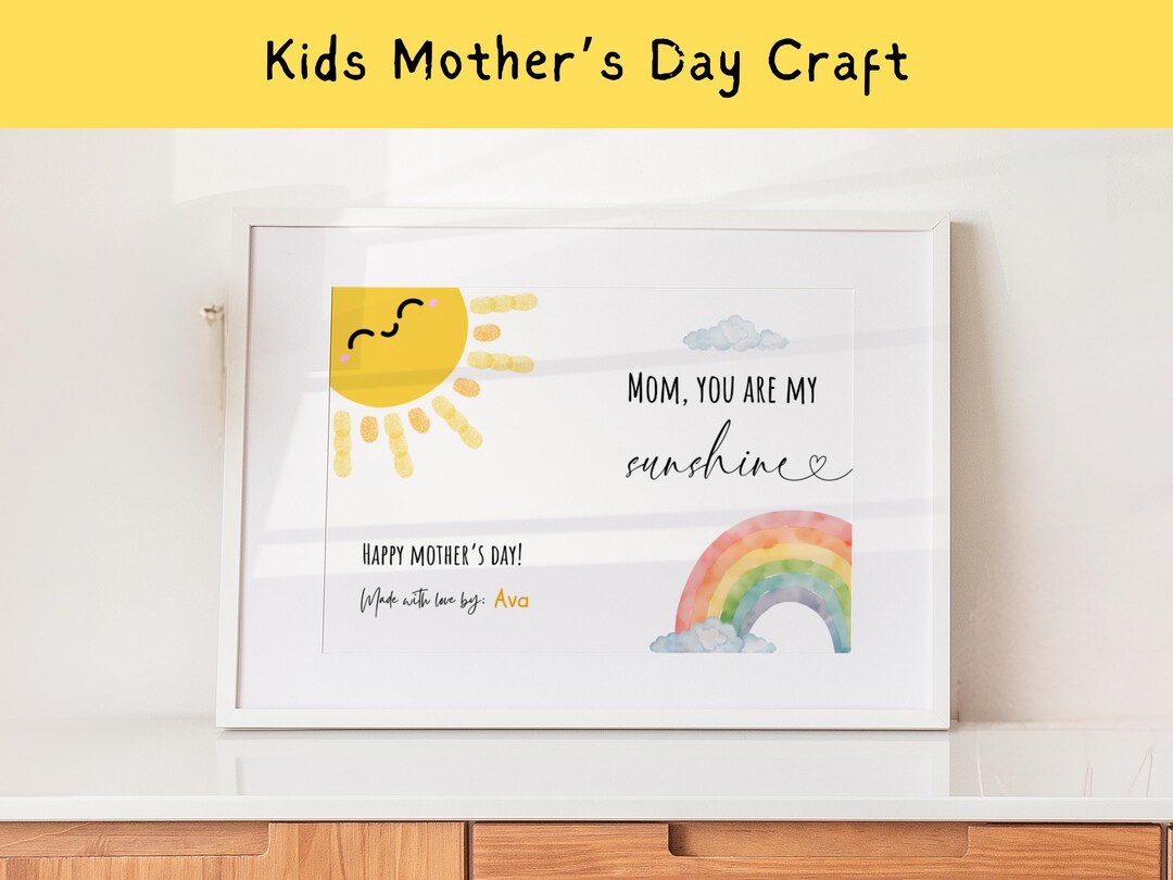 Mother’s Day Fingerprint Art Printable Craft, DIY Craft Gift for Mom ...