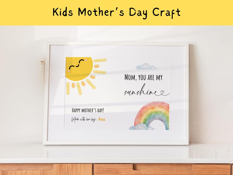 Manualidad imprimible con huellas dactilares para el Día de la Madre ...