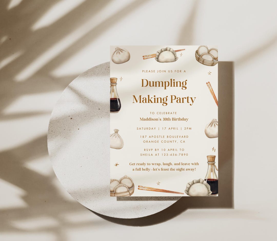 Editable Dumpling Party Invitation Template, Chinese New Year Invite ...