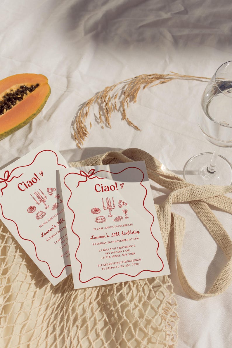 Editable Ciao Bella Italian Dinner Party Invite, That's Amore ...