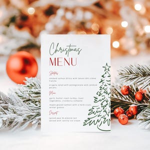 Editable Christmas Menu Template, Hand Drawn Whimsical Holiday Party ...