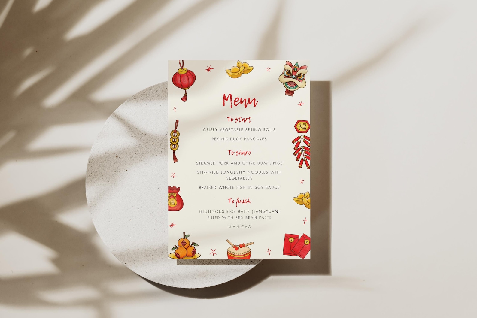 Editable Chinese Menu Template, Printable Lunar New Year Invite, 2025 ...