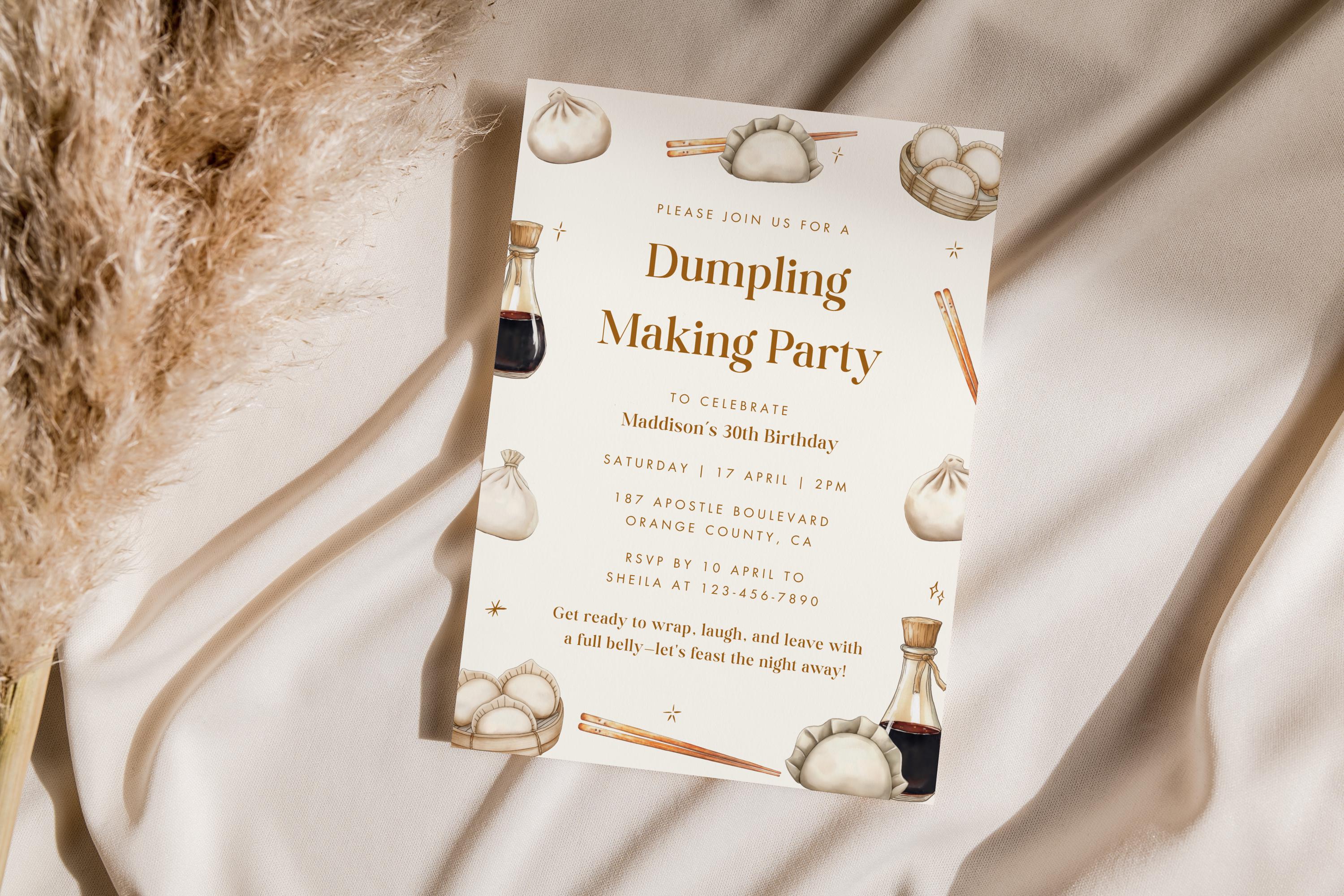 Editable Dumpling Party Invitation Template, Chinese New Year Invite ...