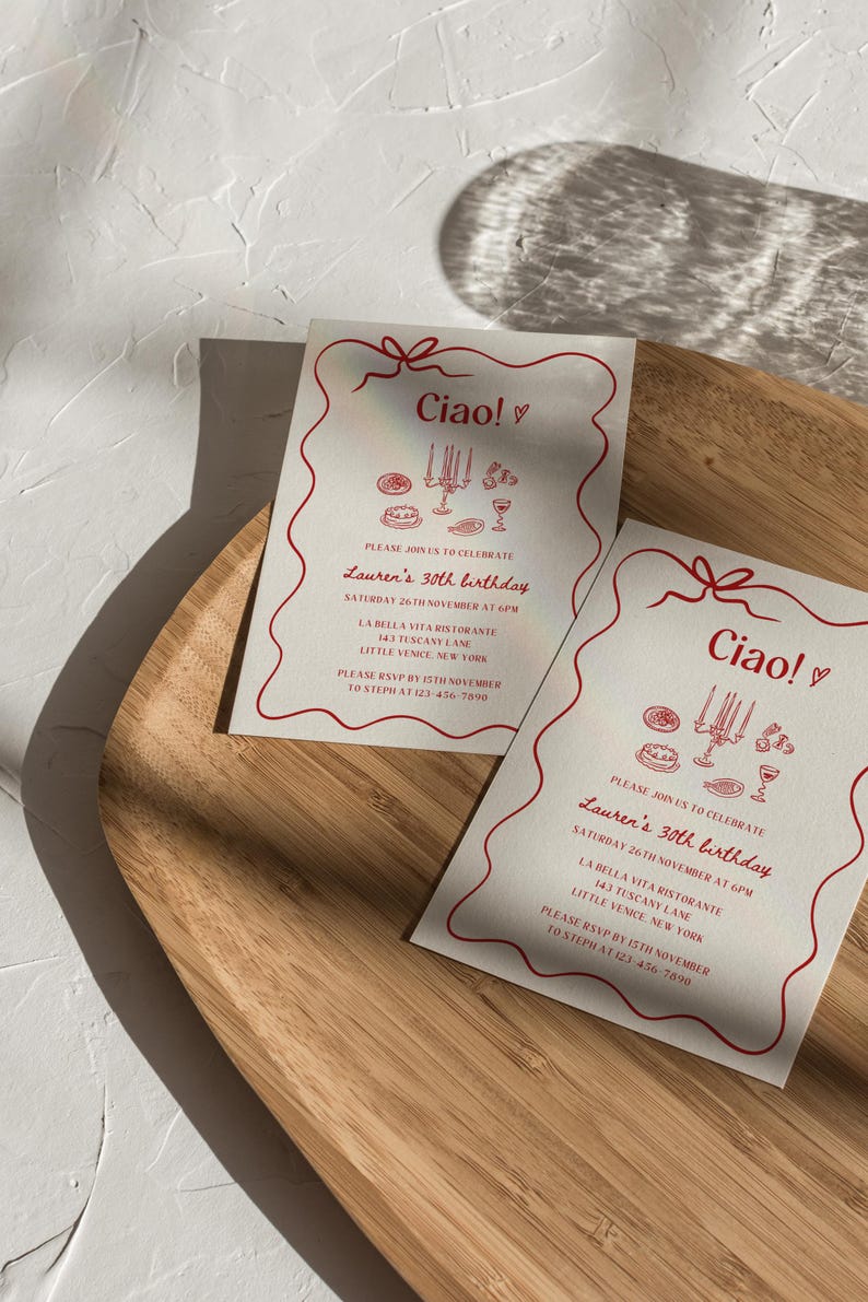 Editable Ciao Bella Italian Dinner Party Invite, That's Amore ...