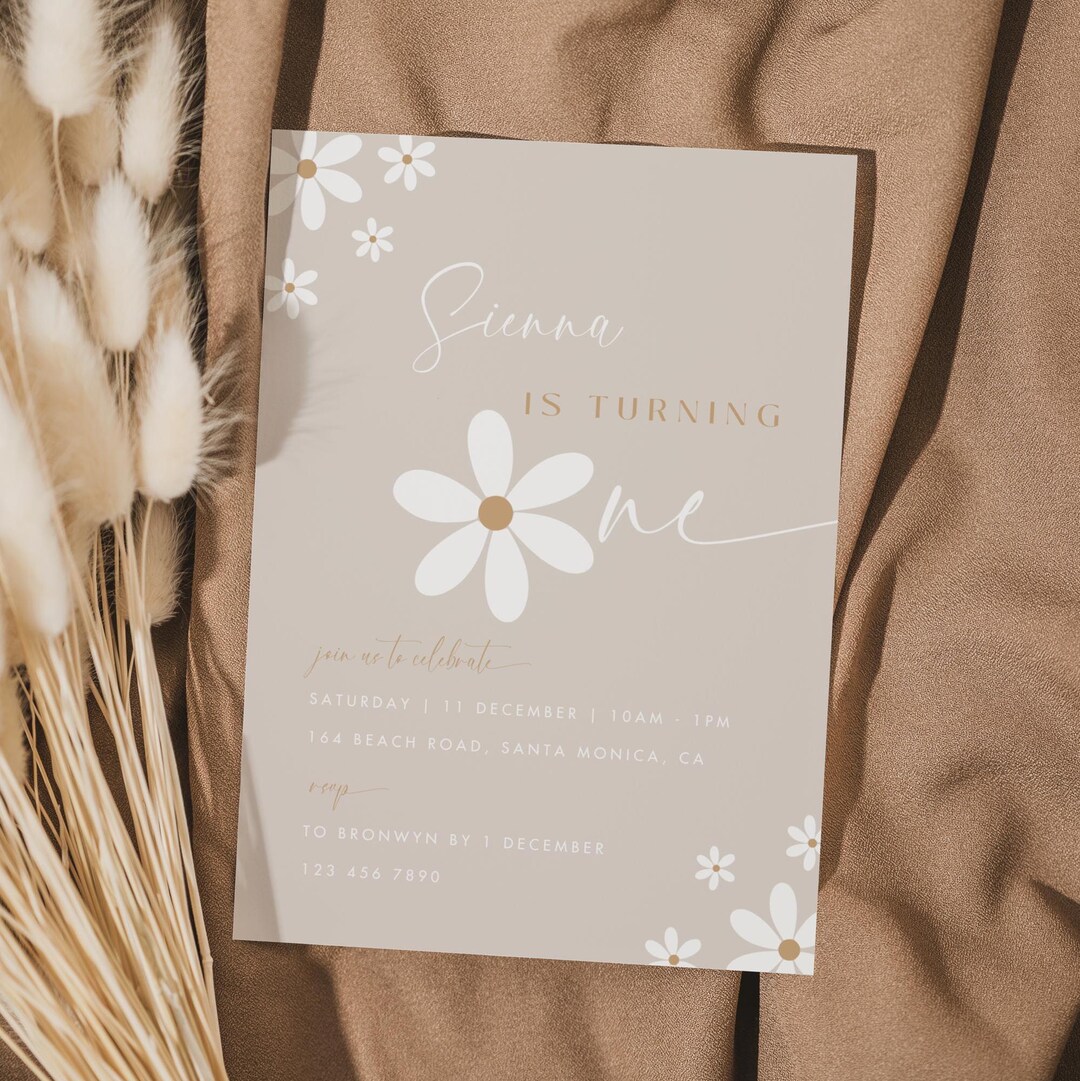 Editable Daisy First Birthday Invitation, Printable 1st Birthday Girl ...