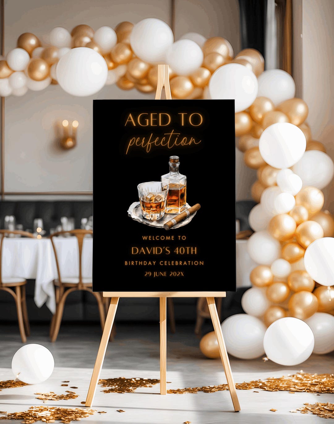 Aged to Perfection Birthday Sign, Men Birthday Welcome Sign Male 40th ...