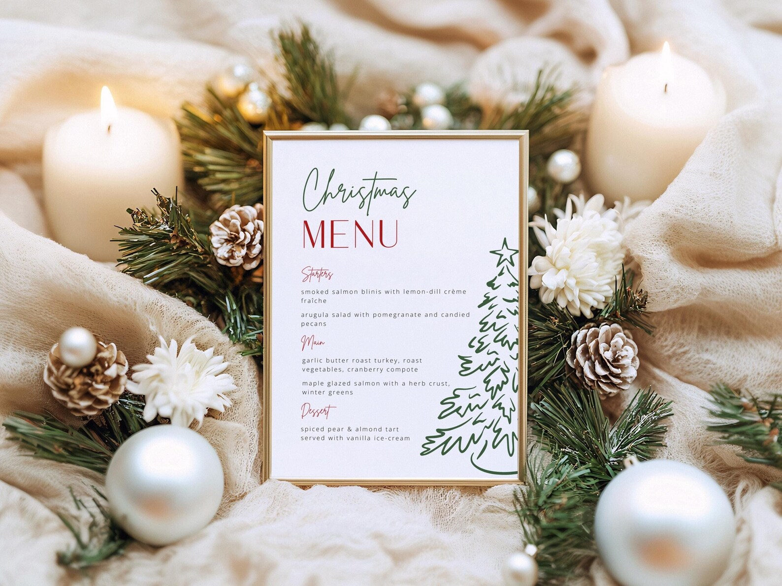 Editable Christmas Menu Template, Hand Drawn Whimsical Holiday Party ...