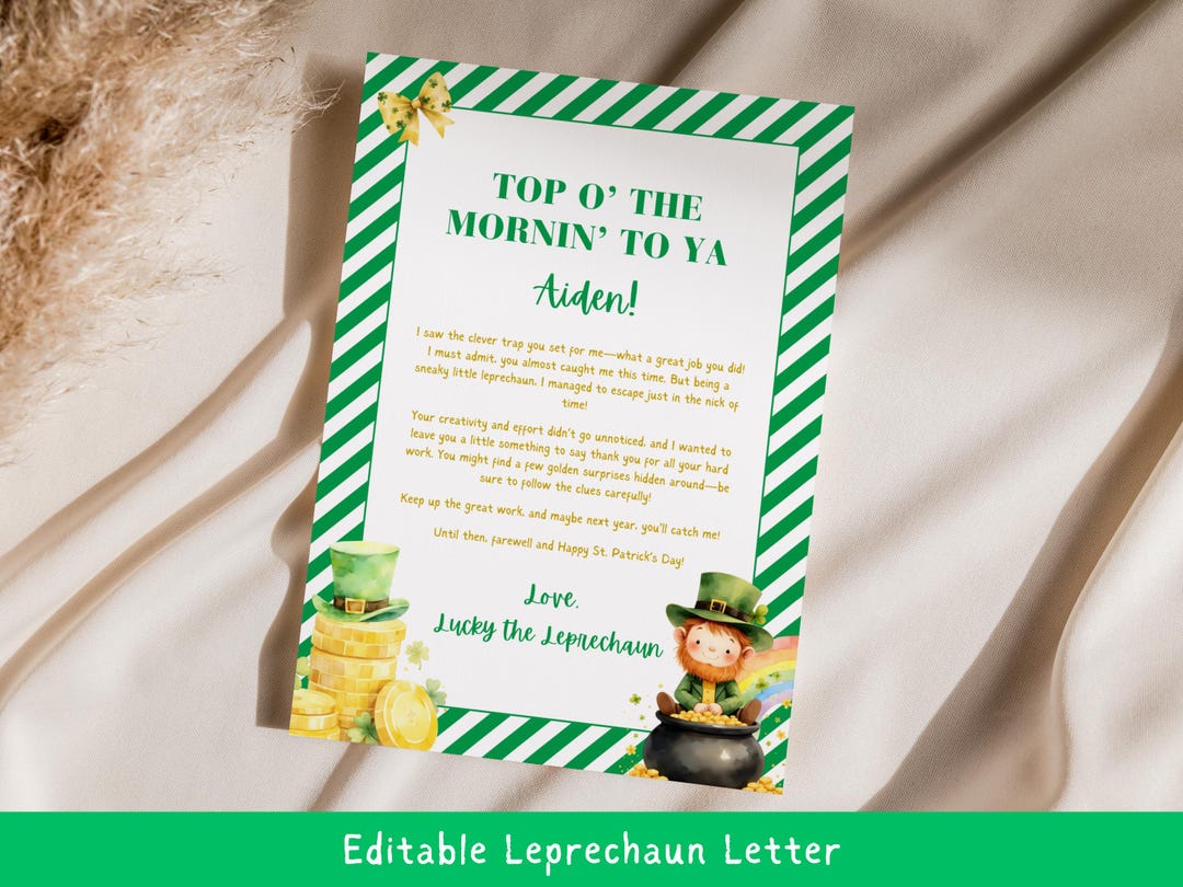 Editable Leprechaun Letter, Printable Letter From Leprechaun ...