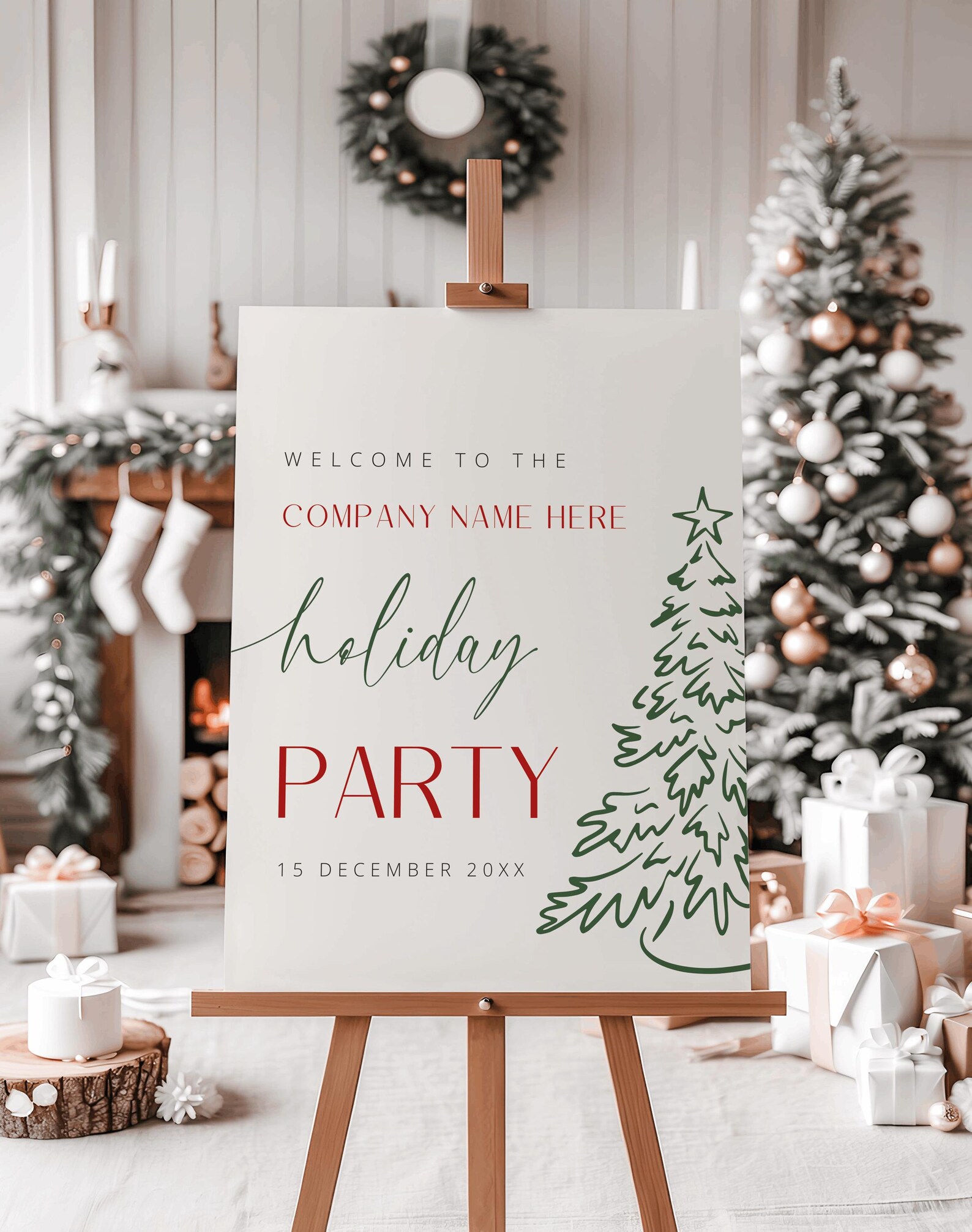 Company Christmas Party Welcome Sign, Corporate Christmas Party Sign ...