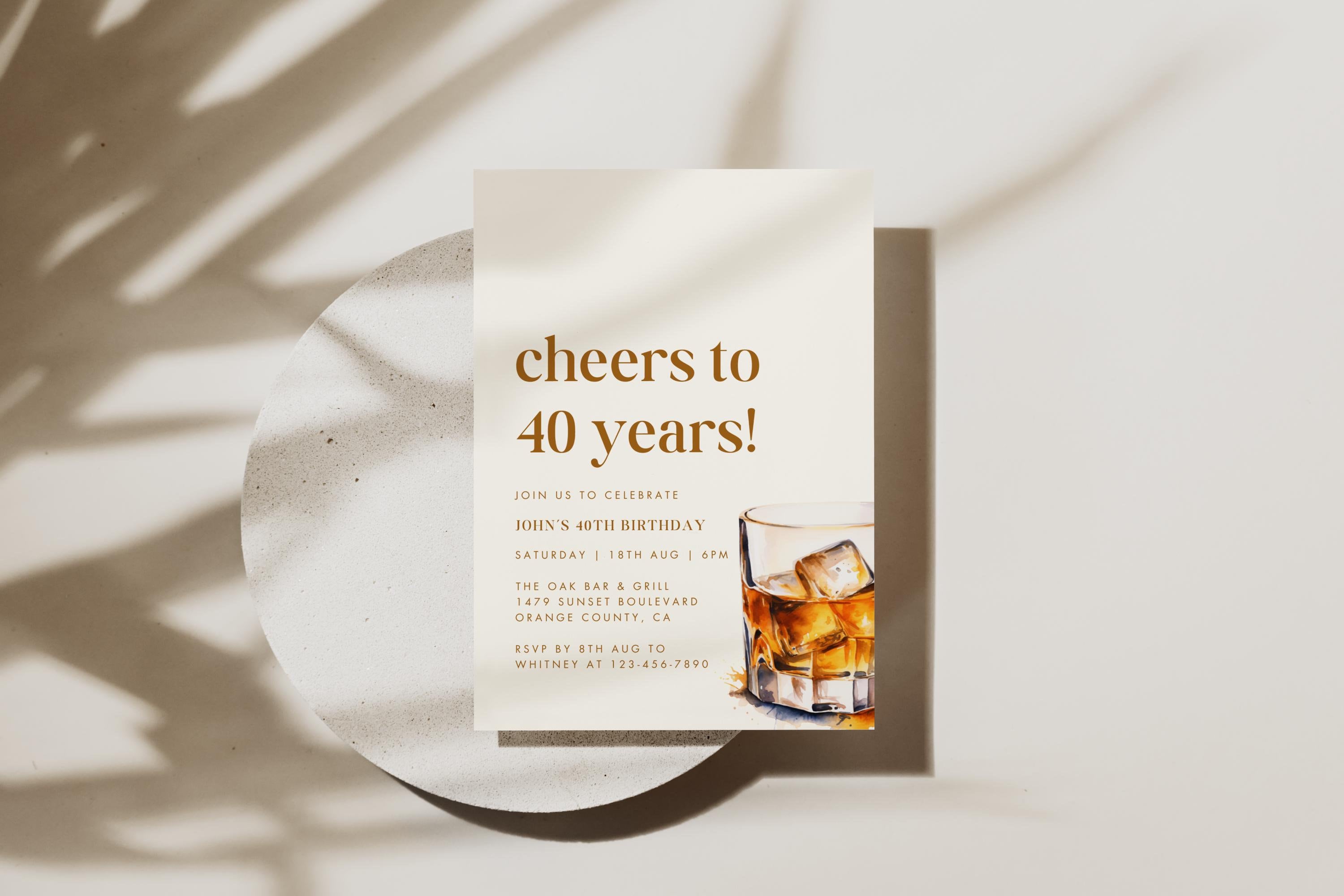 Whiskey Birthday Invitation Template, Mens Cigar Bourbon Liquor Party ...