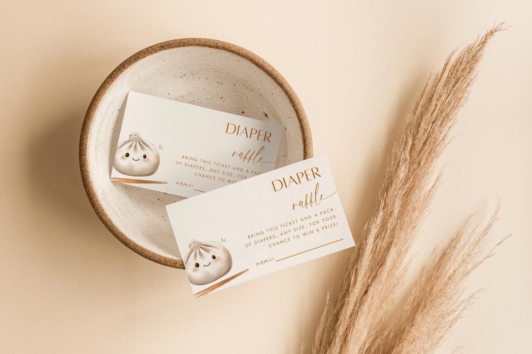 Dumpling Baby Shower, Diaper Raffle Ticket Insert, Little Dumpling ...
