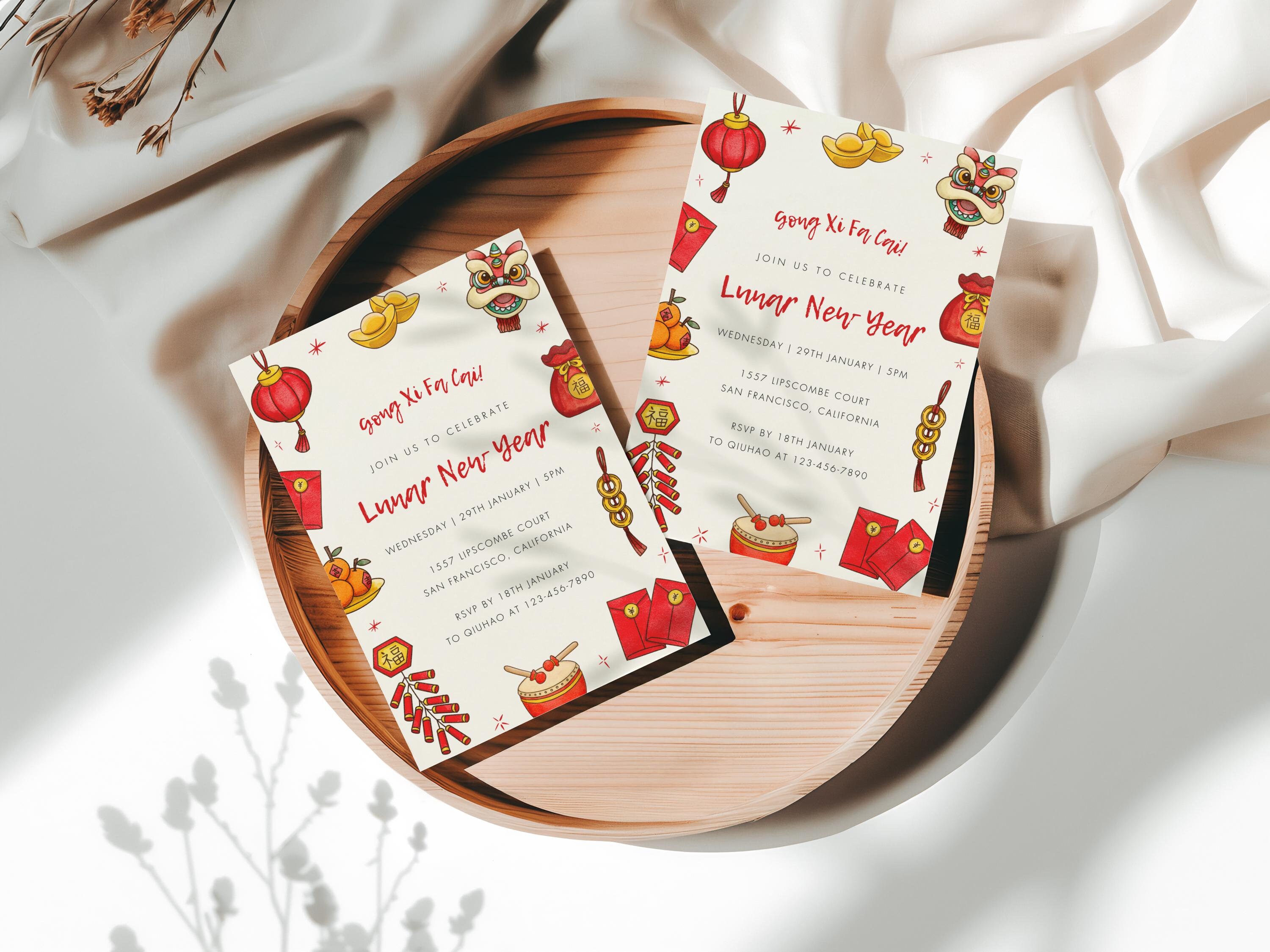 Editable Chinese New Year Invitation Template, 2025 Snake New Year ...