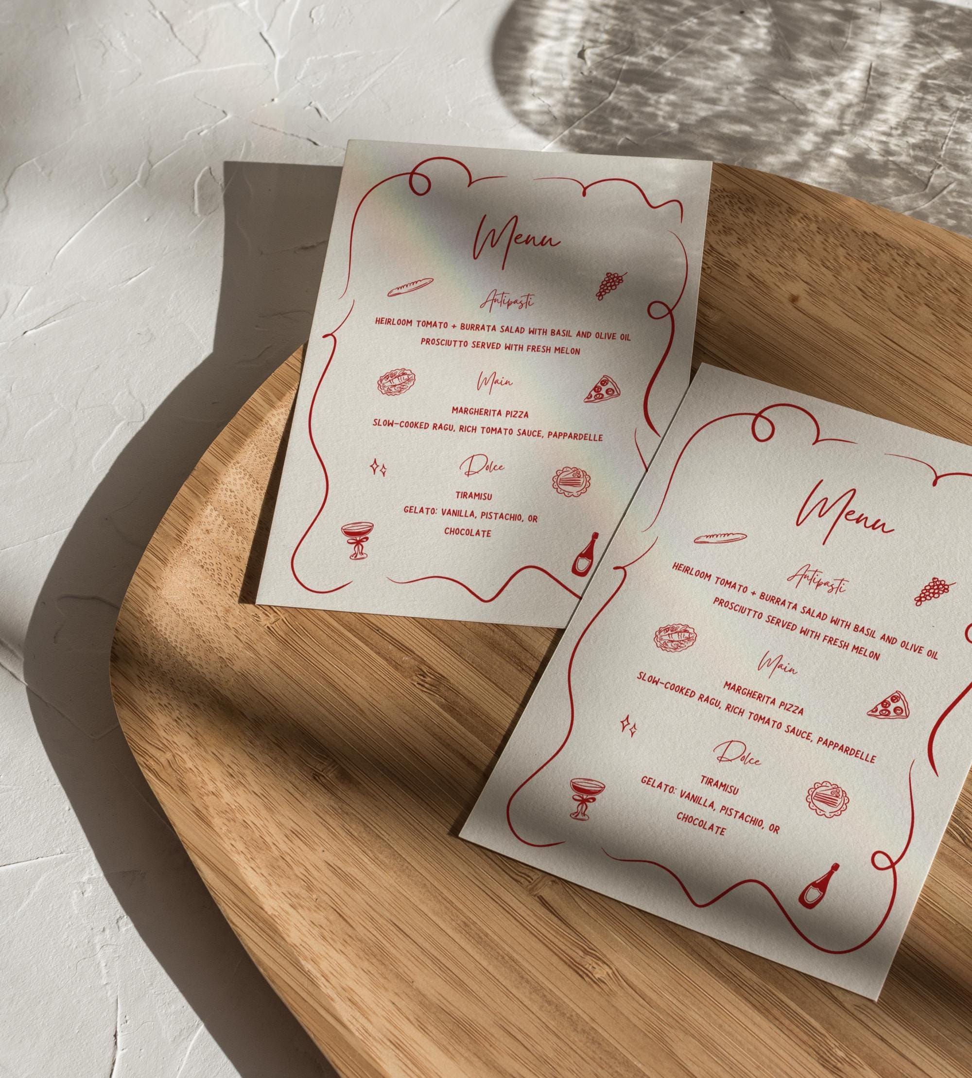 Amore Italian Menu Template, Engagement Party Menu, Italian Dinner Menu ...