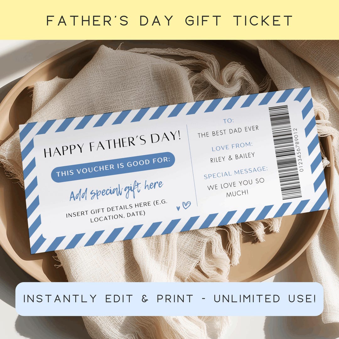 Editable Father's Day Gift Voucher, Last Minute Father's Day Gift From ...