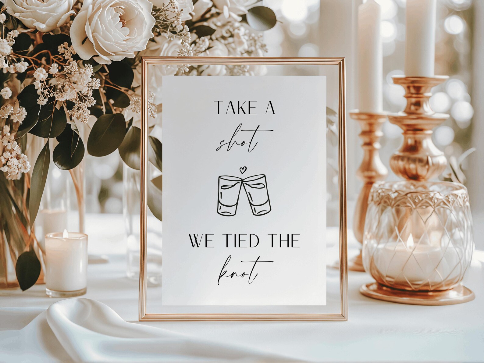Take A Shot Take a Shot We Tied the Knot Sign, Modern Minimalist ...