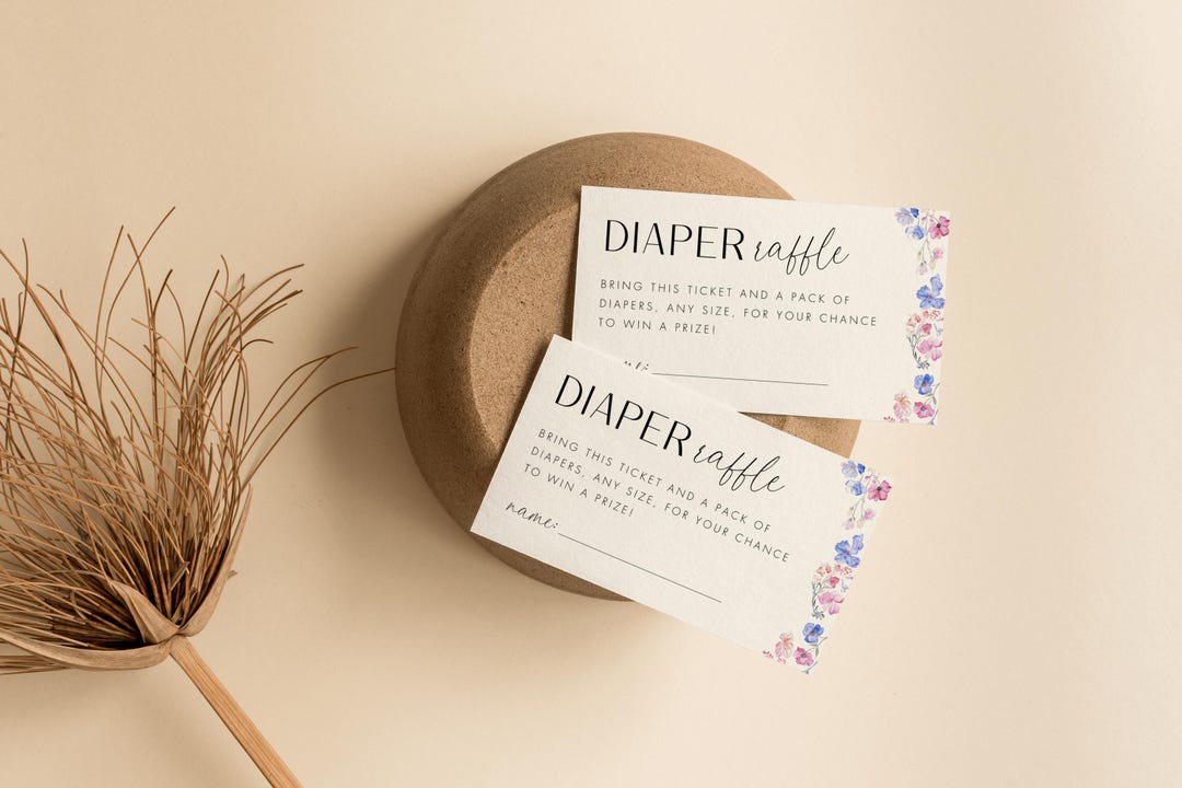 Wildflower Diaper Raffle Card, Baby in Bloom Baby Shower, Wildflower ...