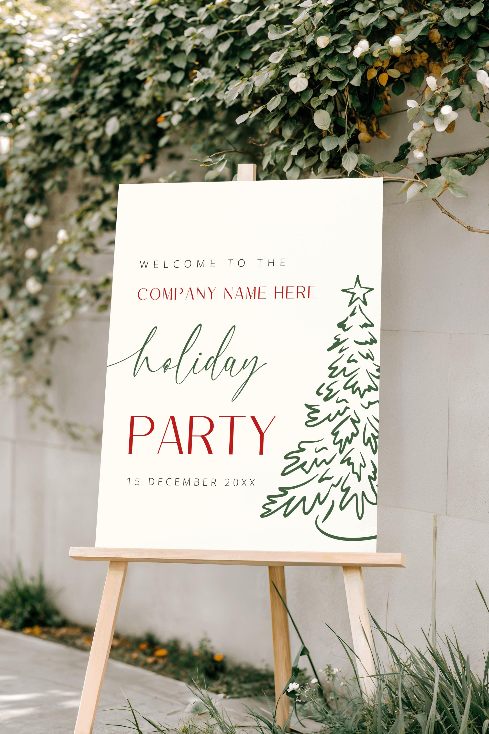 Company Christmas Party Welcome Sign, Corporate Christmas Party Sign ...