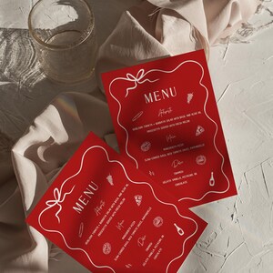 Editable Italian Dinner Party Menu, Red Dinner Menu Template, Hand ...