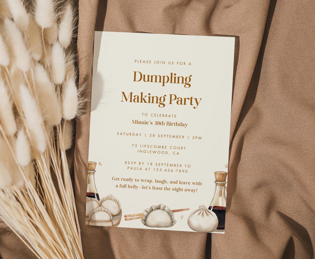 Editable Dumpling Party Invitation Template, Chinese Food Invite ...