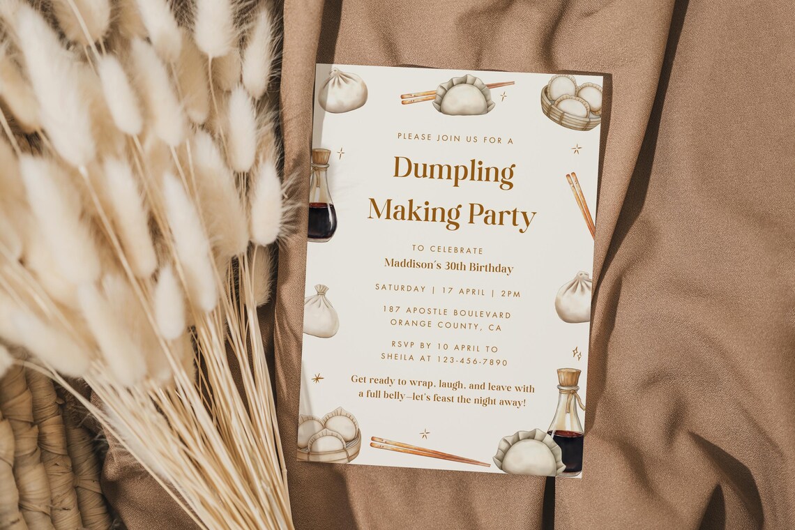 Editable Dumpling Party Invitation Template, Chinese New Year Invite ...