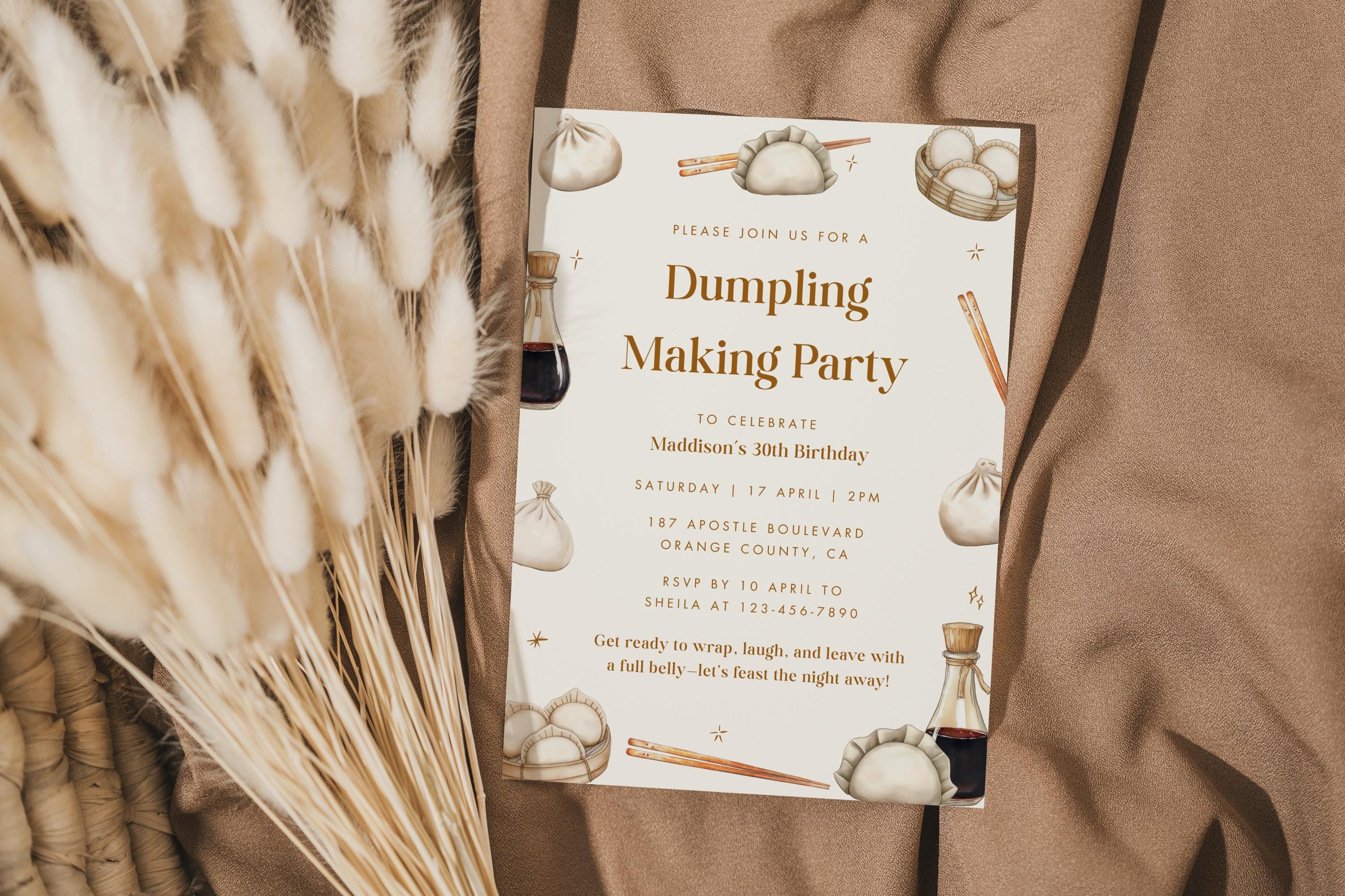 Editable Dumpling Party Invitation Template, Chinese New Year Invite ...