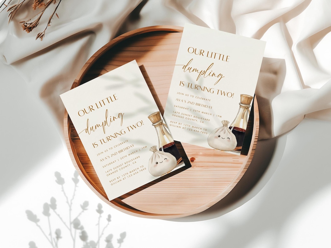 Editable Dumpling Birthday Invitation Template, Cute Bao Birthday Party ...