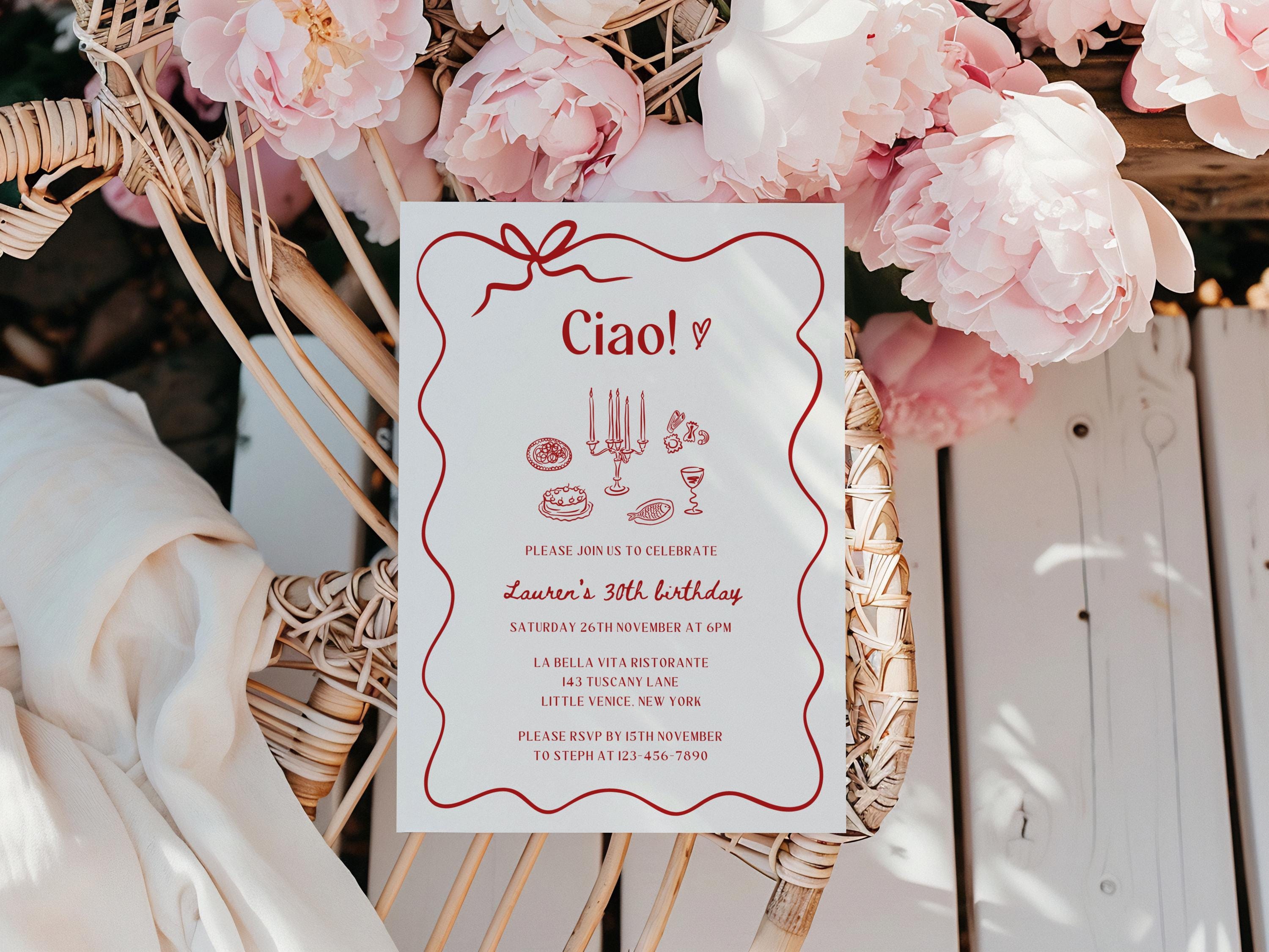 Editable Ciao Bella Italian Dinner Party Invite, That's Amore ...