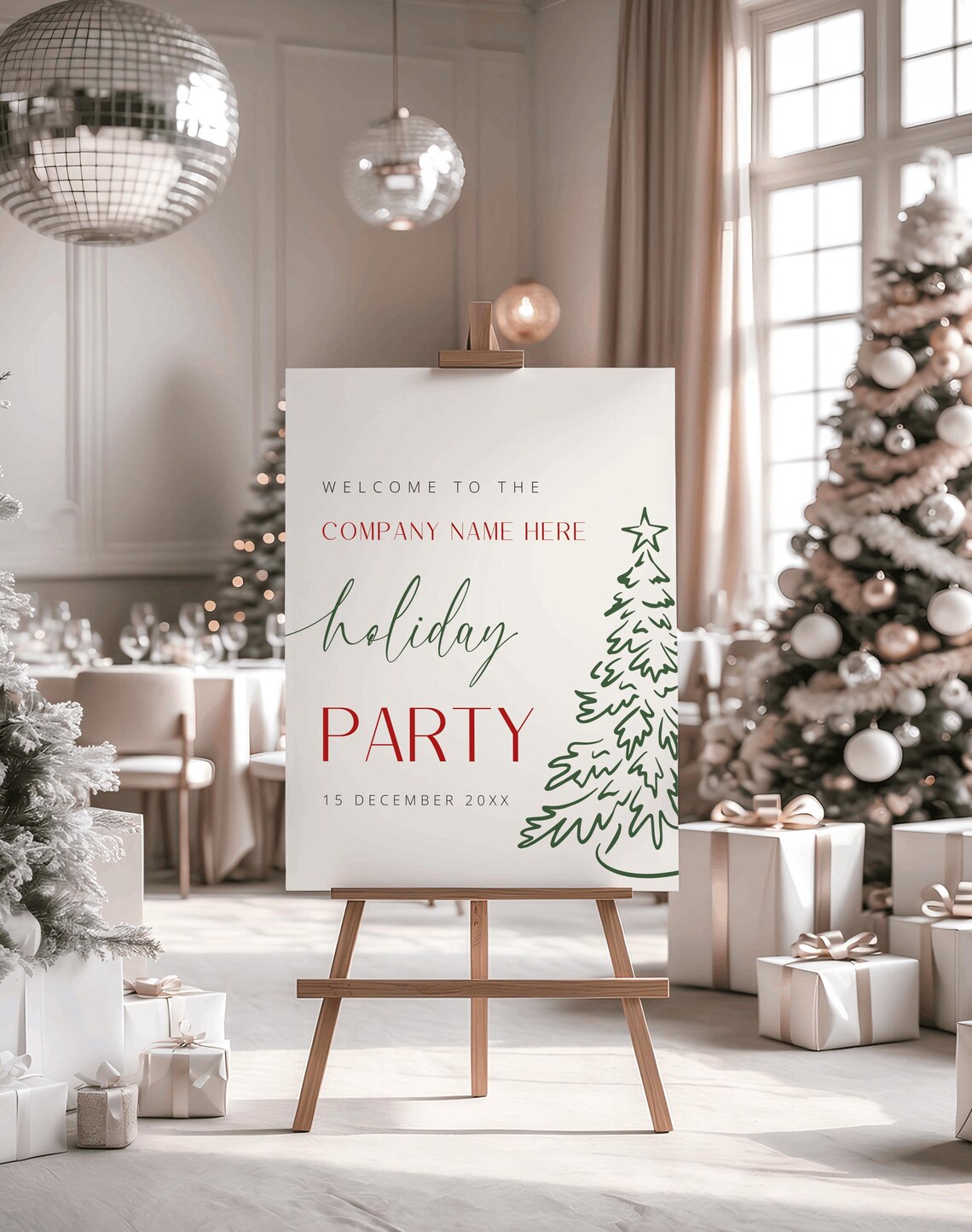 Company Christmas Party Welcome Sign, Corporate Christmas Party Sign ...