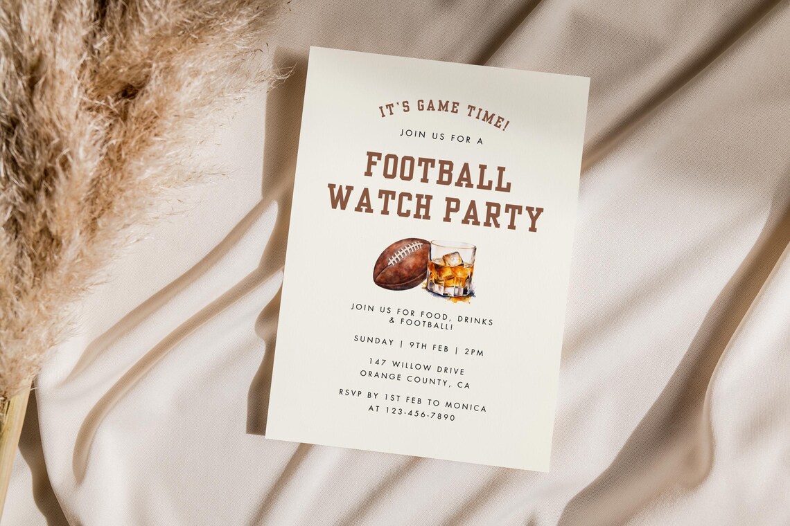 Editable Football Watch Party Invitation, American Football Party ...