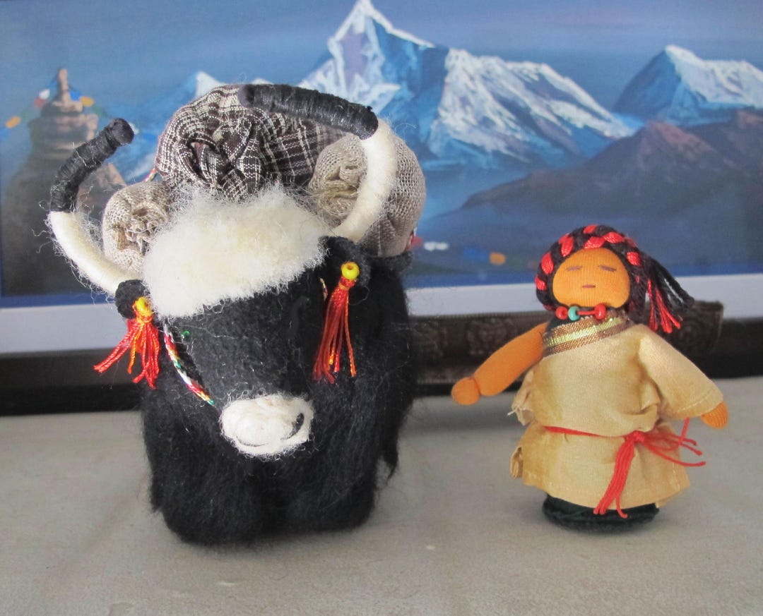 Handmade Tibetan Yak and Herder Set | Ethical Refugee Made Decor - Etsy