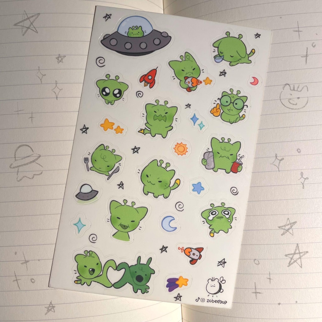 Alien Cat Glorp Sticker Sheet - Etsy