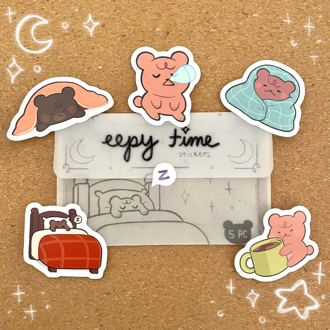 Cute Eepy Time Bears Sticker Pack - Etsy
