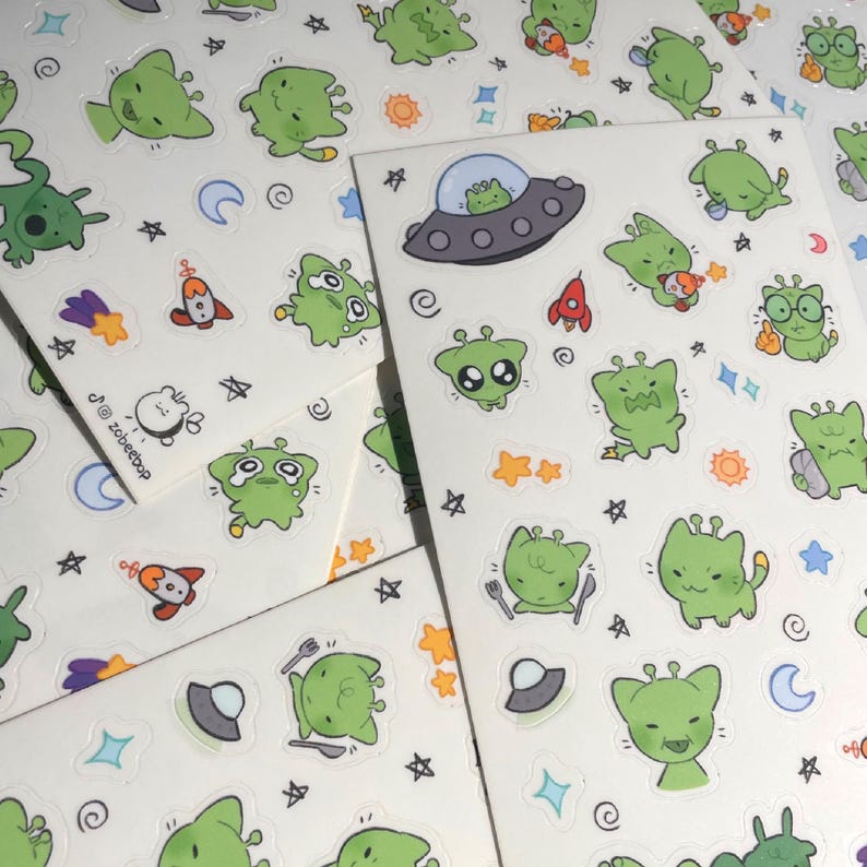 Alien Cat Glorp | Sticker Sheet - Etsy