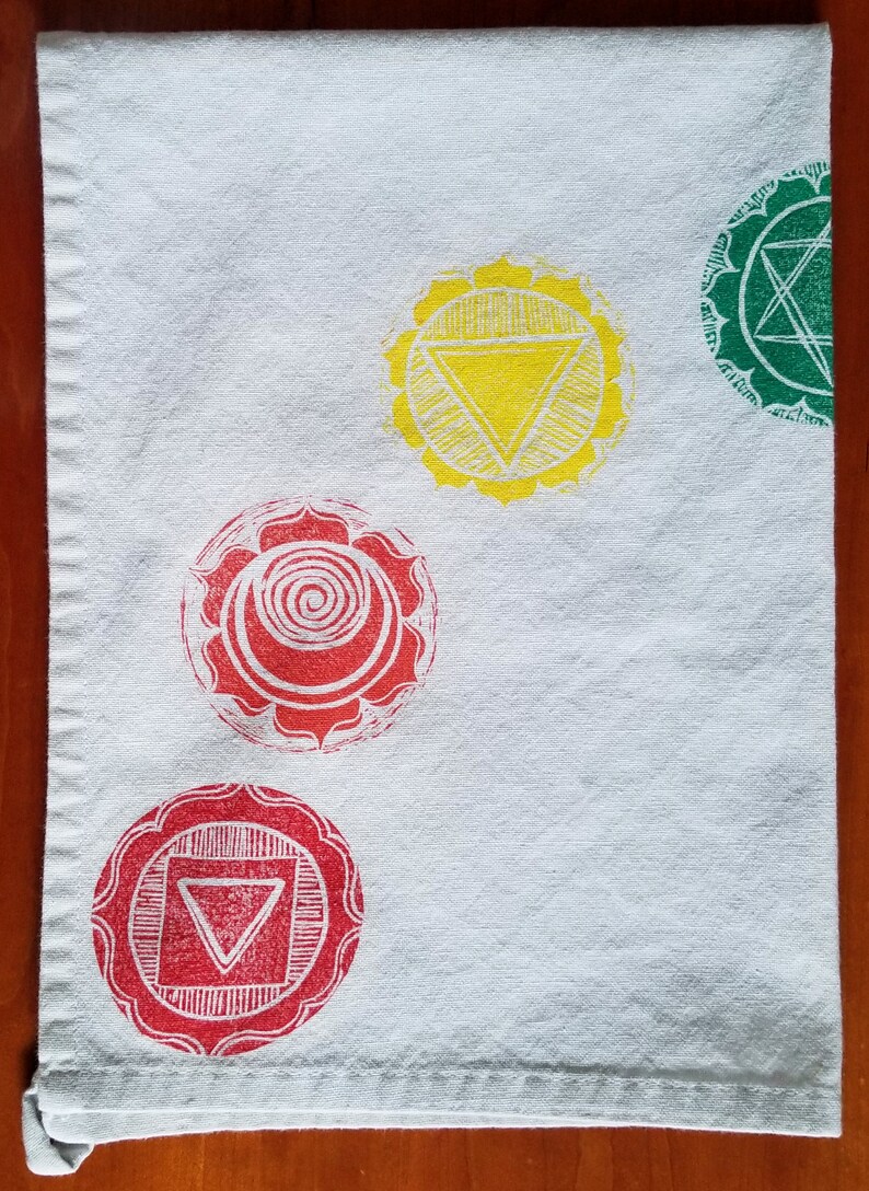 Rainbow Chakra Hand Printed Cotton Tea Towel Gift for Inspiration - Etsy