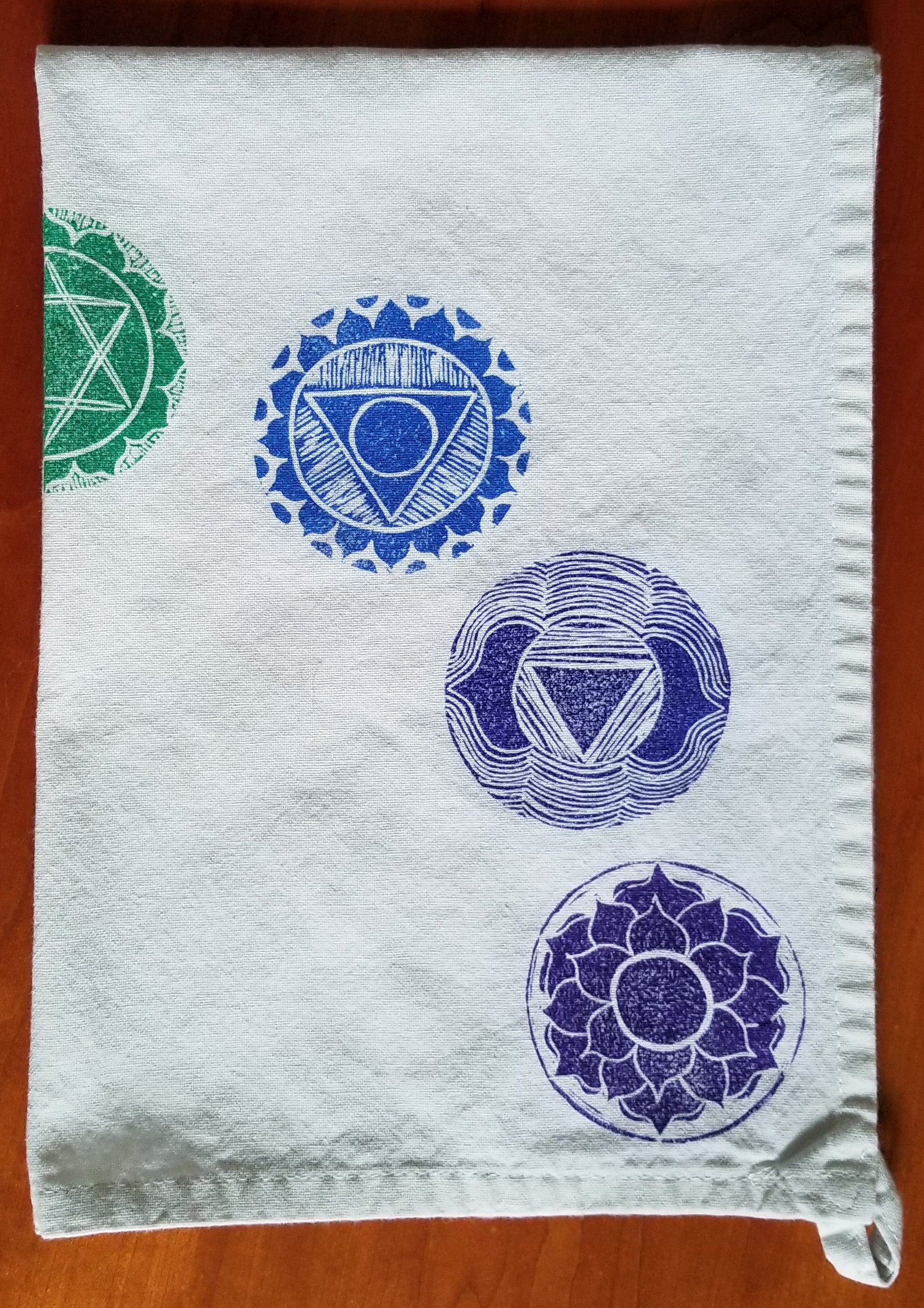 Rainbow Chakra Hand Printed Cotton Tea Towel Gift for Inspiration - Etsy