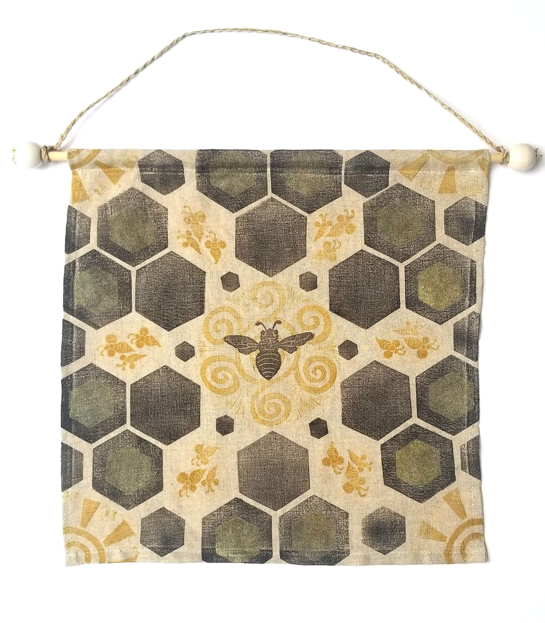 Honeybee and Hexagons Altar Cloth or Tapestry - Bees, Hive, Hexagon ...