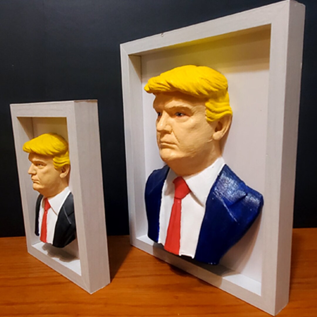 Framed 3D Half Bust of Donald Trump Color Painted - Etsy