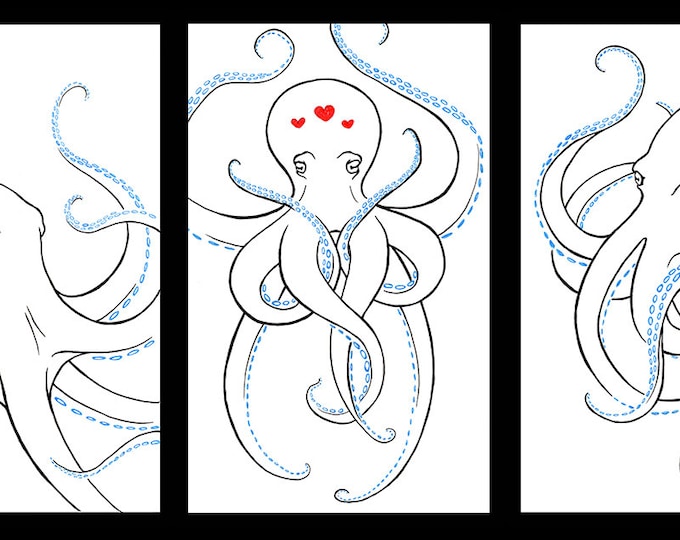 Octopus Pen and Ink Drawing Handmade Original Artwork and Prints - Etsy ...